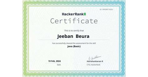 Hackerrank Skill Certificate Jeeban Beura