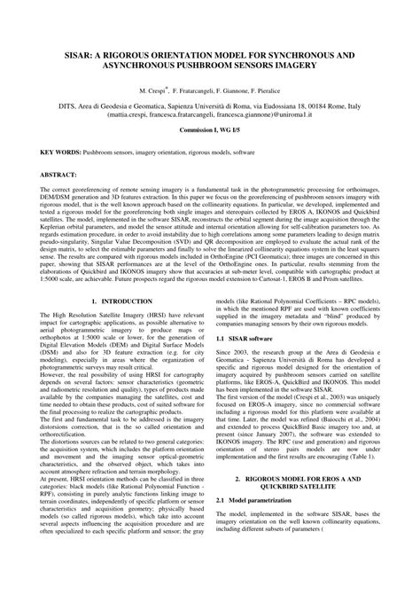 Pdf Sisar A Rigorous Orientation Model For Synchronous And Asynchronous Pushbroom Sensors Imagery