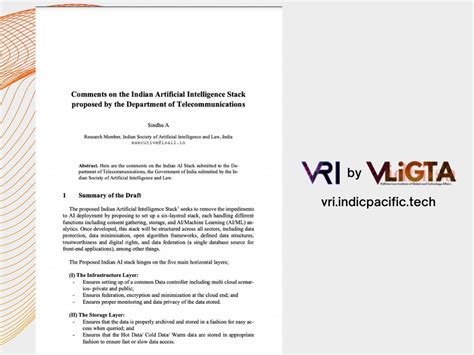Comments On The Indian Artificial Intelligence Stack By The Department Of Technology Government