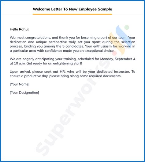 Step-by-Step Guide For Welcome Letter Format | Superworks