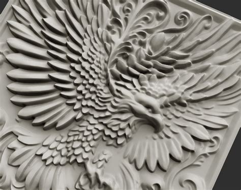 🦅 Eagle Carving Base Relief Cnc・ Stl File For 3d Printing・cults