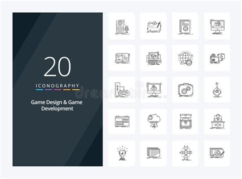 20 Game Design And Game Development Outline Icon For Presentation Stock Vector Illustration Of