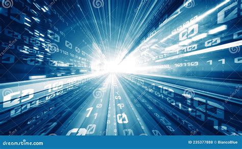 Digital Data Flow On Road In Concept Of Cyber Global Communication And Coding Stock Photo