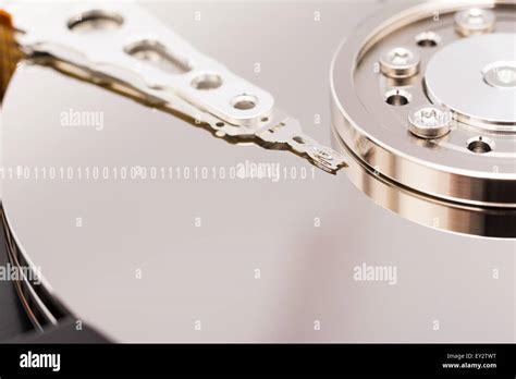 Computer Hard Disk Drive Internals And Binary Number Code Stock Photo Alamy