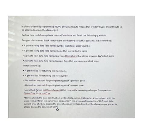 Solved In Object Oriented Programming Oop Private