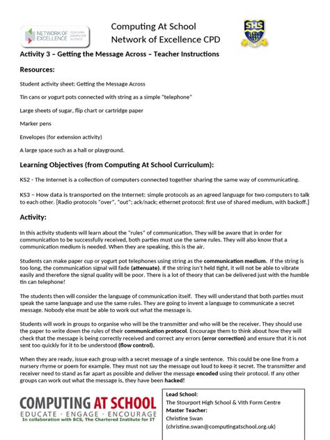 Cas Cpd Activity 3 Getting The Message Across Pdf
