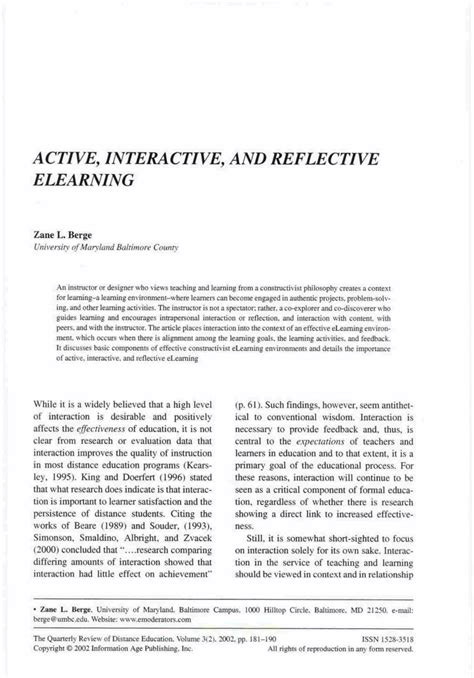 Pdf Active Interactive And Reflective Elearning