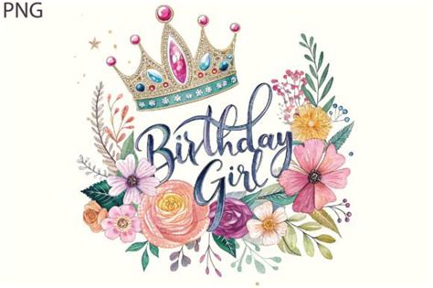 Birthday Girl Png Floral Birthday Png Graphic By Mother Shop 789