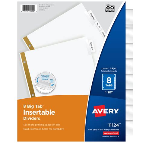 Avery® Big Tab™ Insertable Dividers For 3 Ring Binders 8 Tab Set