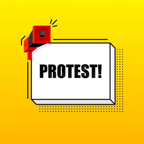 Protest Banner Template Marketing Flyer With Megaphone Isometric And