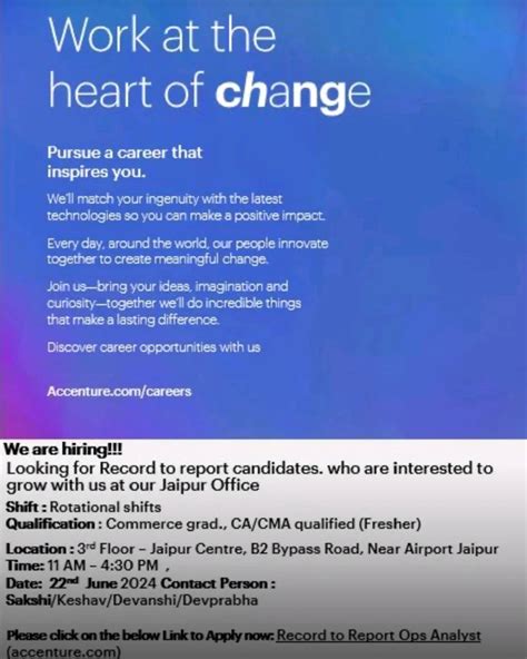 Hiring Alert Great Opportunity At Jaipur Accenture Office Hiring