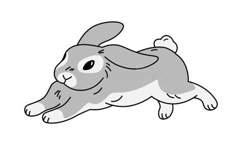 Hand Drawn Cartoon Rabbit In Jumping Motion Vector Illustration Stock Vector Illustration Of