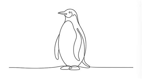 Continuous Line Drawing Of A Penguin Standing Premium Ai Generated Image