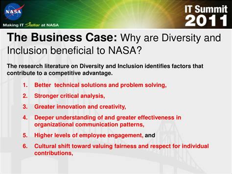 Ppt Nasa Diversity And Inclusion Framework The Role Of It Powerpoint Presentation Id980389