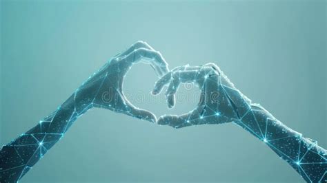 Abstract Human And Ai Hands Forming A Heart Shape Representing Ethical