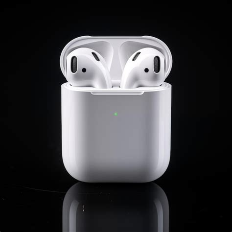 Premium Photo TWS Bluetooth Earbuds White Color In Black Background Ai Generated