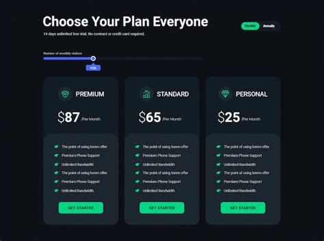 Premium Psd 3 Plan Pricing Table Template Design Dark Theme
