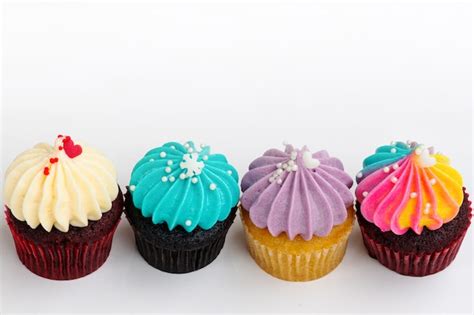 Premium Photo Variety Colorful Cute Cupcake On White Background