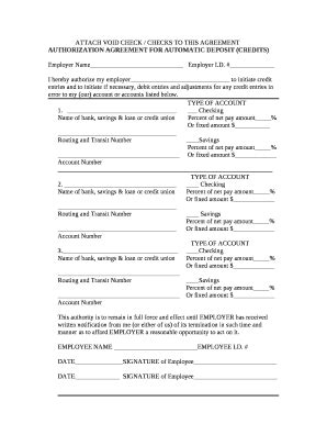 ATTACH VOID CHECK CHECKS TO THIS AGREEMENT Doc Template PdfFiller