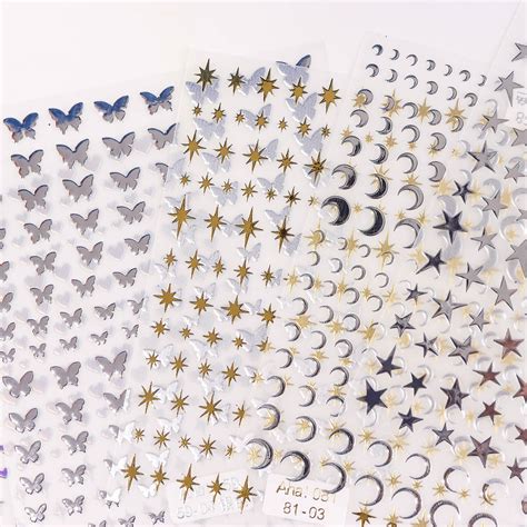 Gold Silver Chrome Nail Art Self Adhesive Designed Stickers Vettsy