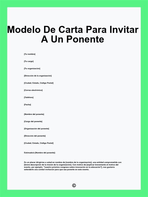 Ejemplos De Cartas De Invitación Para Ponentes Formulario De