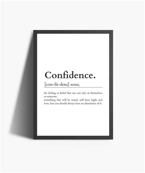 Confidence Definition Dictionary Style Definition Print Inspirational Prints Motivational Prints