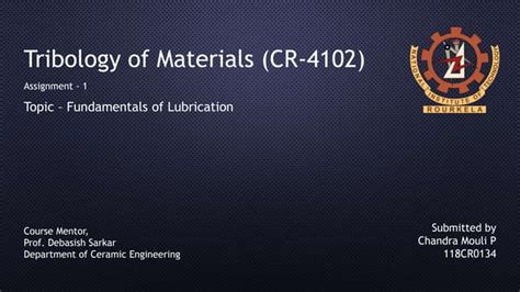 Fundamentals Of Lubrication Tribology Of Materials Pptx
