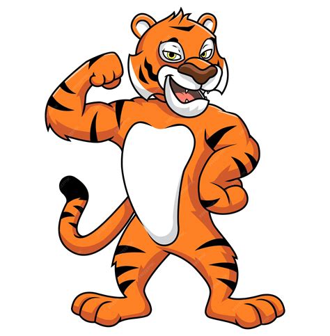 Premium Vector Tiger Mascot Drawing A Painting Cartoon Illustration