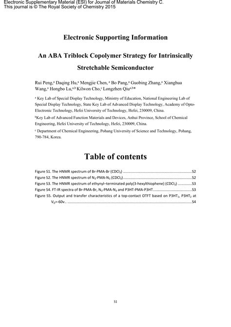 Pdf An Aba Triblock Copolymer Strategy For Intrinsically Stretchable