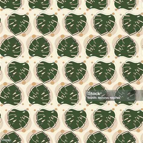 몬스테라 잎 요소와 함께 열대 완벽 한 패턴 미니멀리스트 잎 추상 미적 일러스트 0명에 대한 스톡 벡터 아트 및 기타 이미지 0명 고풍스런 관목 Istock