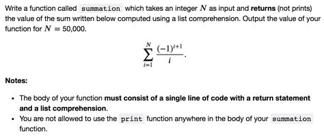 Solved Write A Function Called Summation Which Takes An