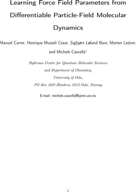 Learning Force Field Parameters From Differentiable Particle Field Molecular Dynamics