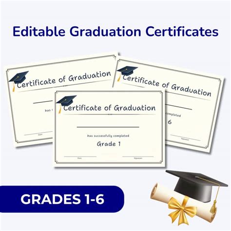 Editable Graduation Certificates Grades 1 6 Canva Template Printable Pdf