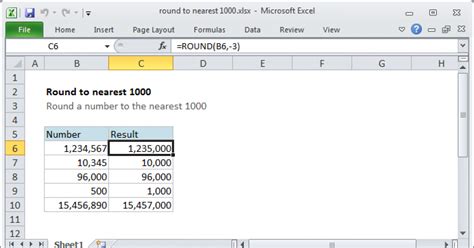 round to nearest 1000 excel formula exceljet