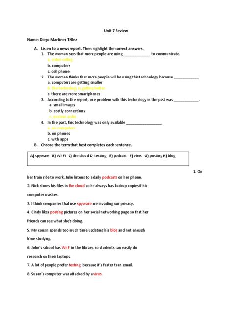 Unit 7 Exam Pdf Spamming Text Messaging