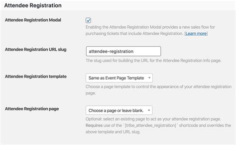 attendee registration settings knowledgebase