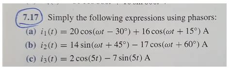 solved simply the following expressions using phasors i 1