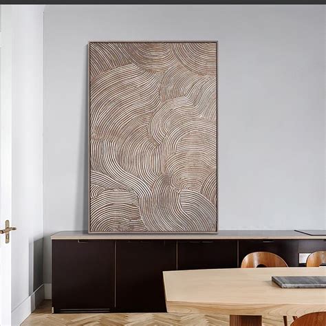 Abstract Brown Swirling Lines Texture Canvas Prints Monochrome Seamless Pattern Curved Wall Art