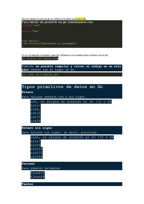 Progrmacion De Goland Golang Para El Manejo De Errores Go No Utiliza El Try Catch Usa If Err