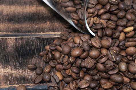 갈색 커피 씨앗 배경과 질감을 위한 커피 원두의 근접 촬영 커피 콩 배경입니다 Robusta Coffee Crop에 대한