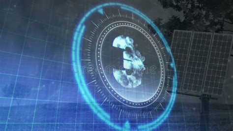 Rotating Circular Elements In Digital Animation Over Solar Panel Background Stock Video Video