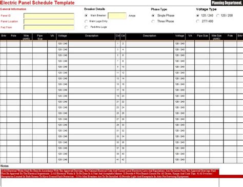 Best 8 Electric Panel Schedule Template Excel Word Template