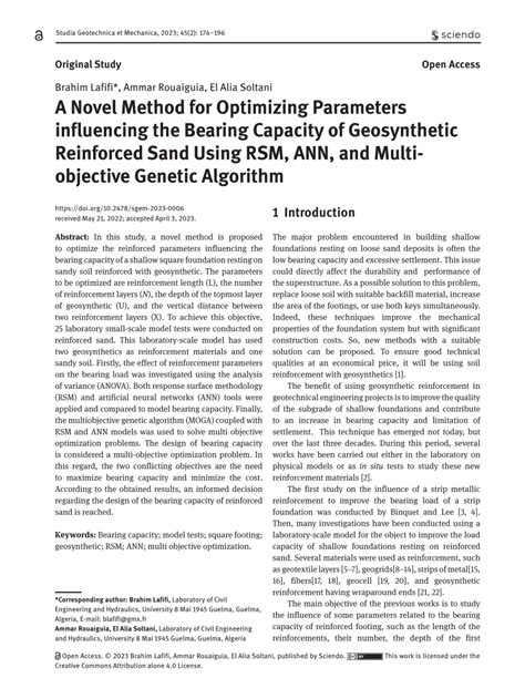 pdf a novel method for optimizing parameters influencing the bearing
