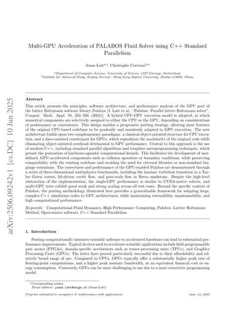 pdf multi gpu acceleration of palabos fluid solver using c standard