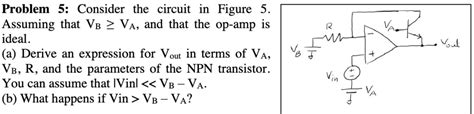SOLVED Problem 5 Consider The Circuit In Figure 5 Assuming That VB VA And That The Op