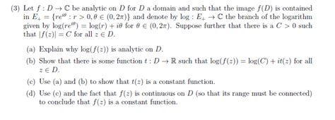 solved t 3 let f d c be analytic on d for d a domain and