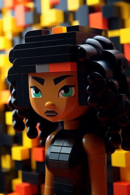 premium ai image lego figure of a woman with a black hair and green