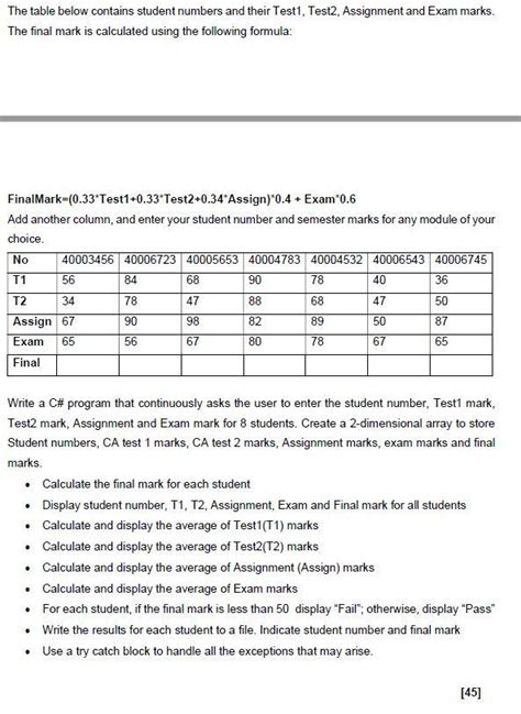 Solved The table below contains student numbers and their | Chegg.com