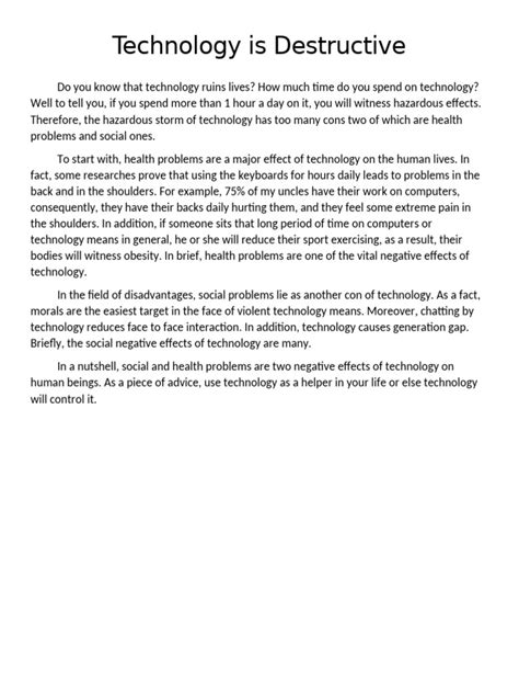 Technology Is Destructive Pdf