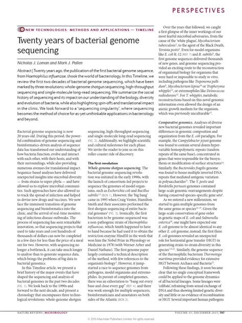 Twenty Years Of Bacterial Genome Sequencing Pdf Dna Sequencing